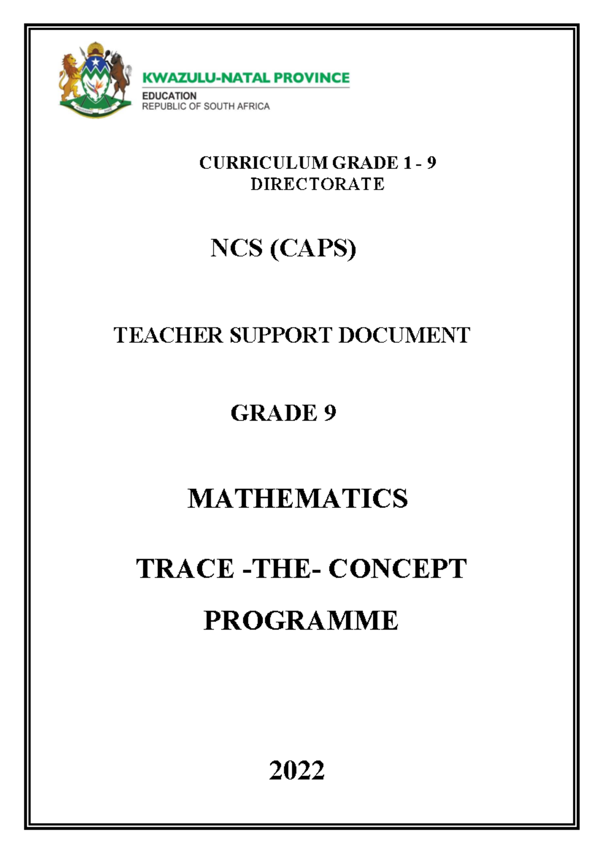 Grade 9 Mathematics Curriculum Support: Whole Numbers & Proportions ...