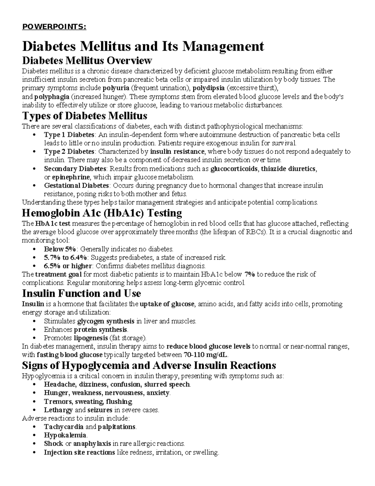 Diabetes Mellitus Management: PowerPoint Overview and Key Insights ...