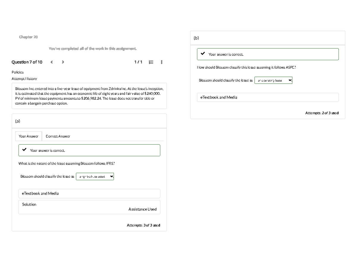 Question 7 of 10 - Chapter 20 Lease Classification Analysis - Studocu