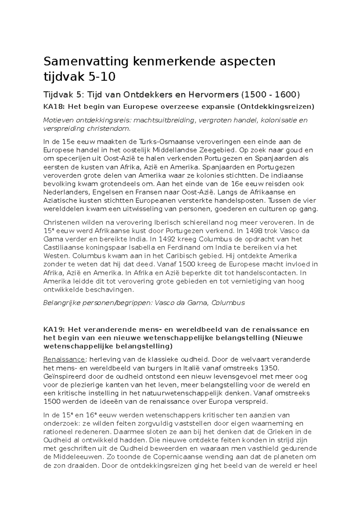 Samenvatting Kenmerkende Aspecten Tijdvak 5-10 voor Geschiedenis ...