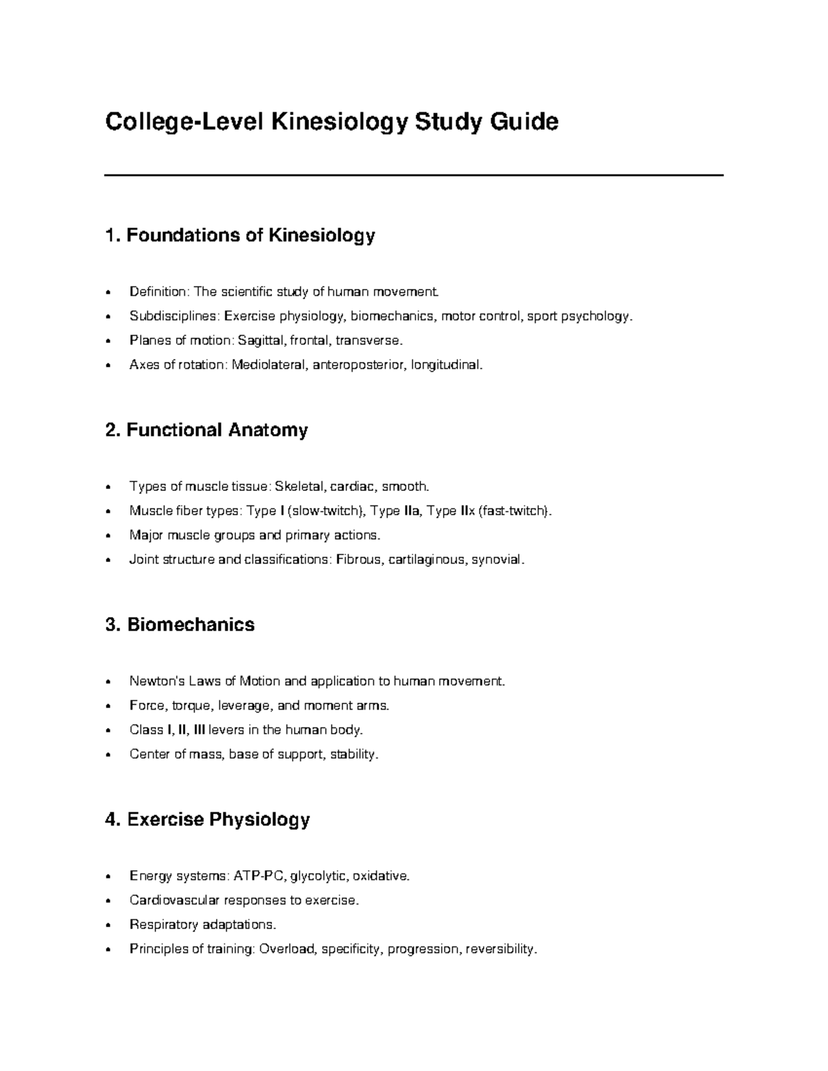 Kinesiology Study Guide: Foundations, Anatomy & Physiology - Studocu