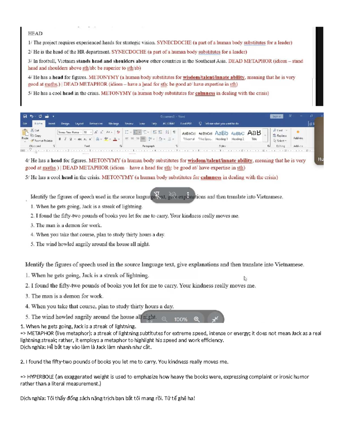 VC 1 - Metaphor and Hyperbole Analysis Notes - Studocu
