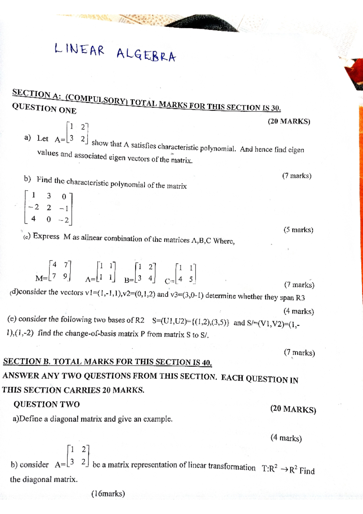 Linear Algebra: Key Concepts and Applications in Mathematics - Studocu