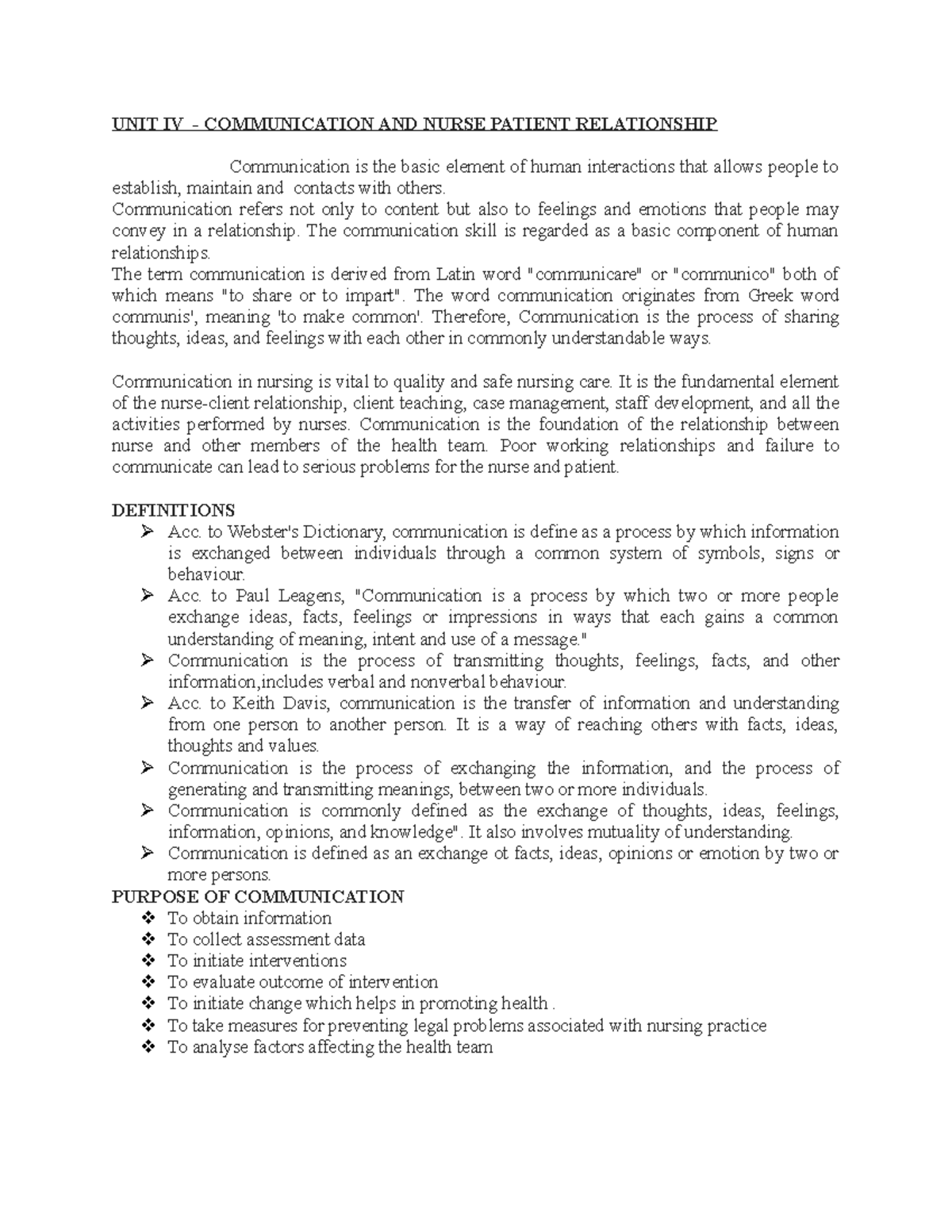 COMM 101: Communication Essentials in Nursing and Patient Care - Studocu