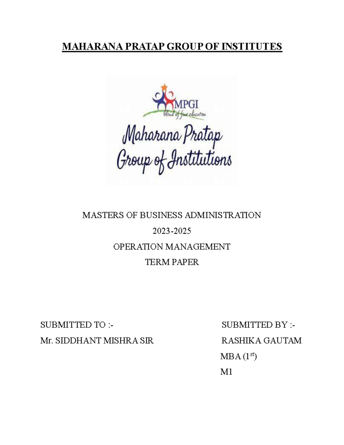 MBA 1st Term Paper: Overview of Supply Chain Management - Studocu