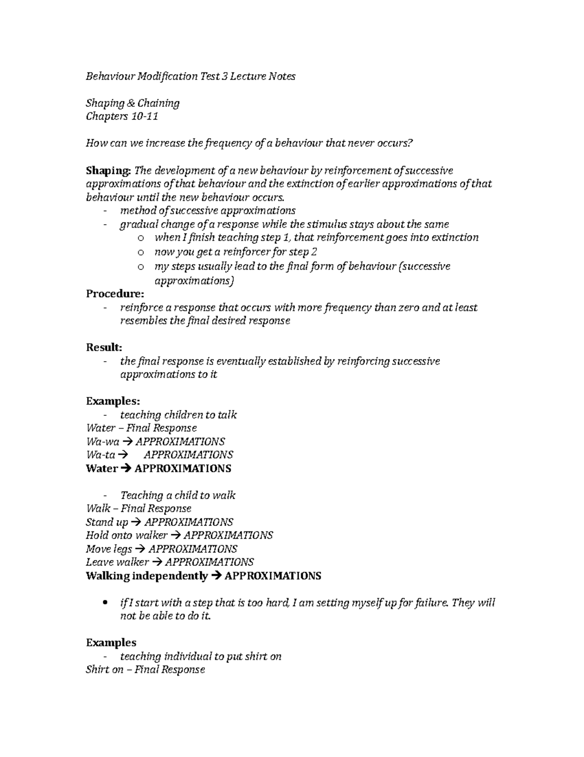 TEST3 chapter 10-19summary - Behaviour Modification Test 3 Lecture ...