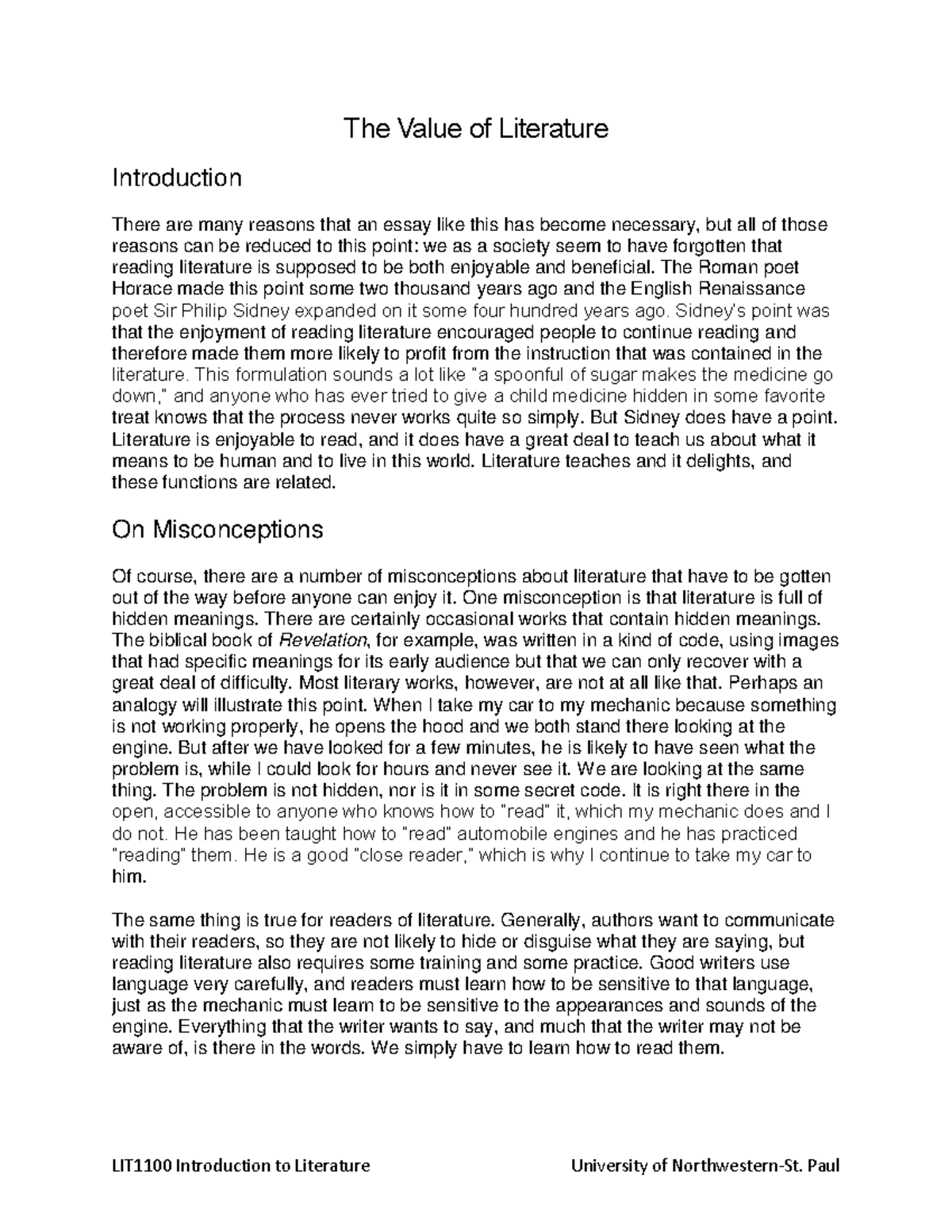 LIT1100 Final Exam Review: Understanding Literature's Value and Myths ...