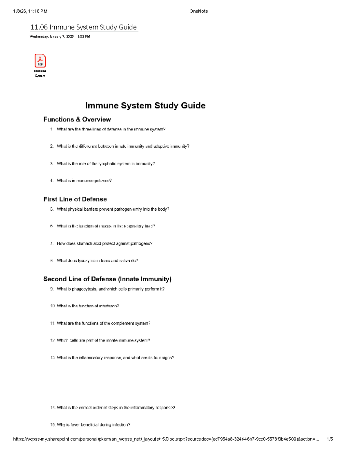 Anatomy immune sys study guide - 11 Immune System Study Guide Wednesday ...