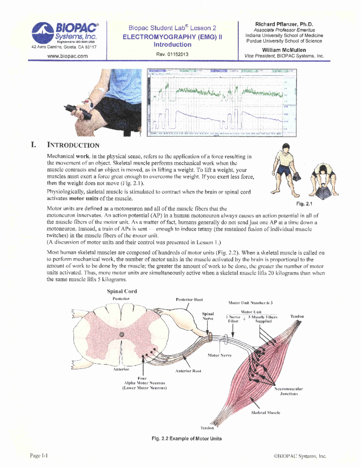 EMG II - EMG - for lab - BIOPAC Biopac Student Lab R Richard Pflanzer ...