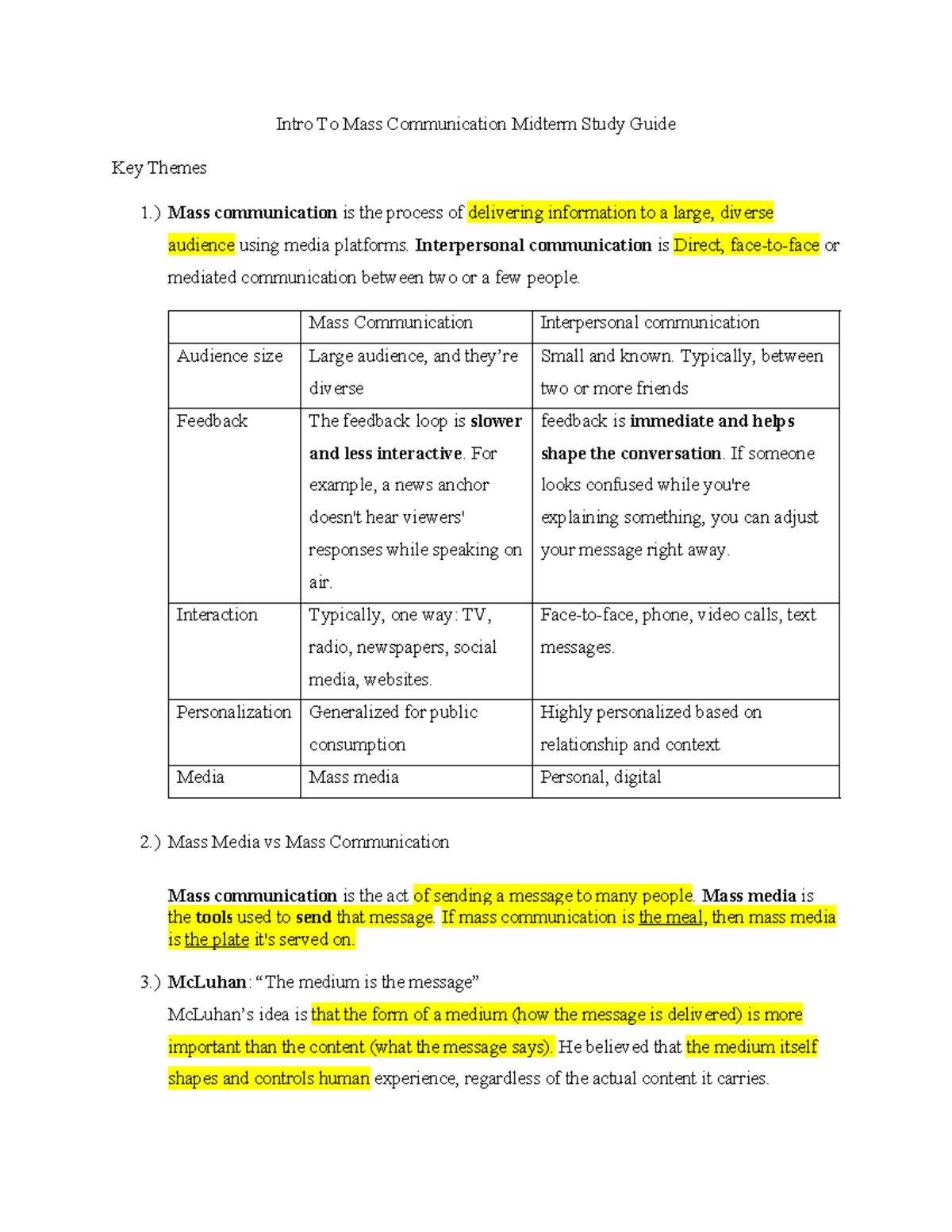Mass Communication (MCOM) Midterm Study Guide: Key Concepts & Theories ...