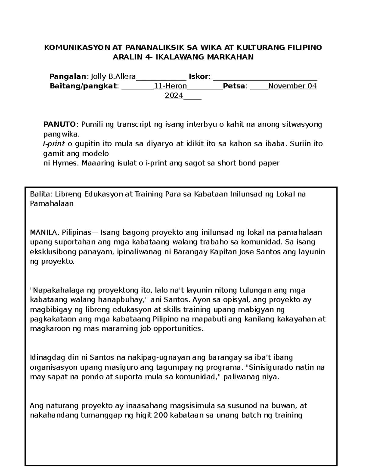 Panghalip NA Pamatlig, Patulad - PANGALAN ...