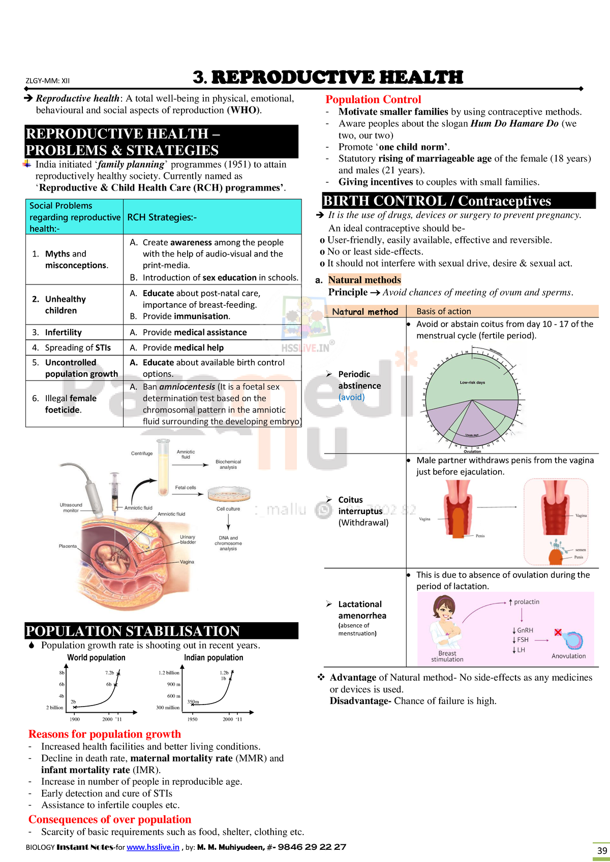 HSSLIVE XII Zoology: Detailed Notes on Reproductive Health Strategies ...
