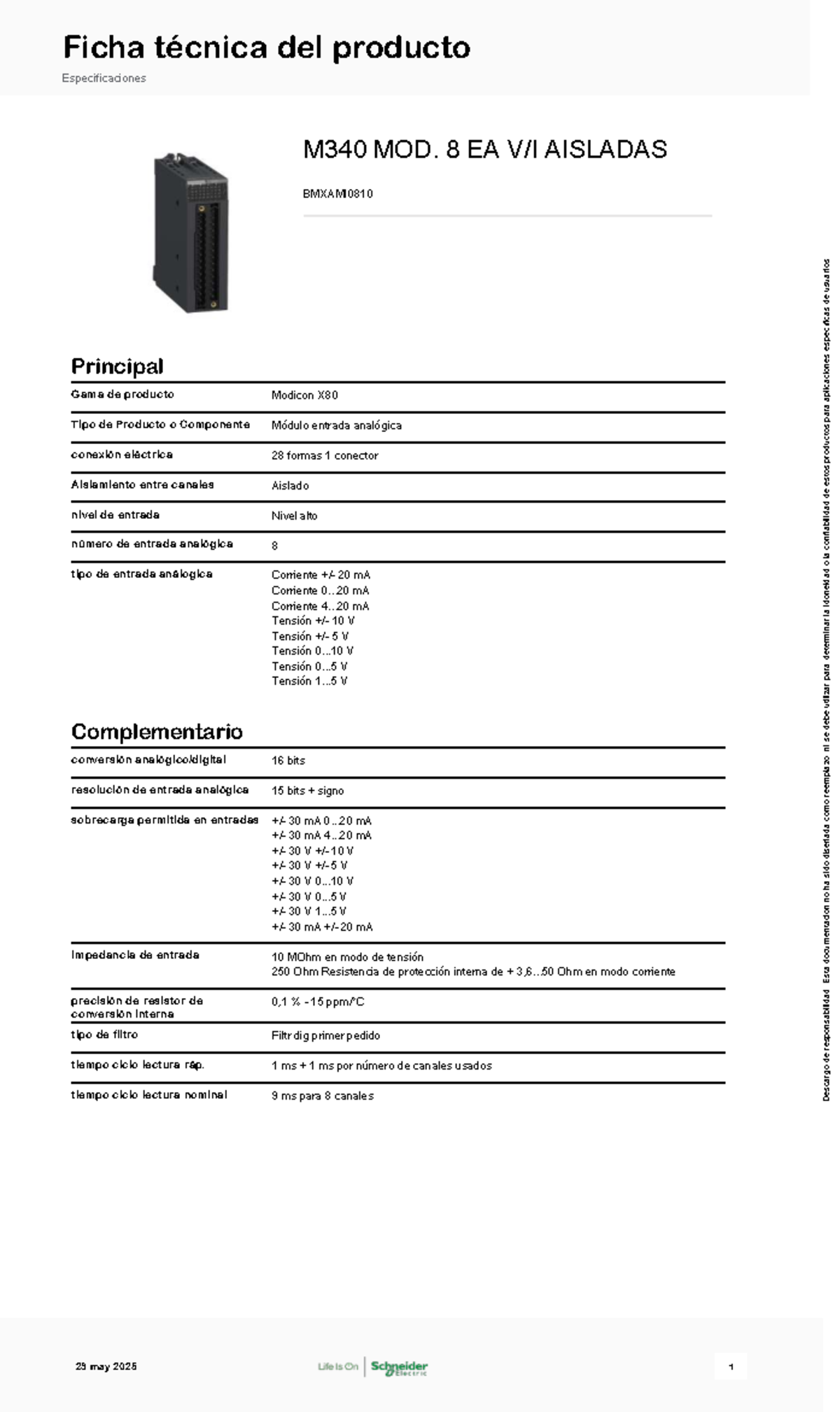 Modulo AMI0810 - Subo para que usen - M340 MOD. 8 EA V/I AISLADAS ...