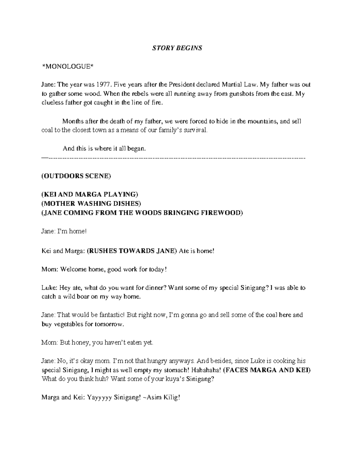 Roleplay Script: A Dramatic Tale of Survival and Family in 1977 - Studocu