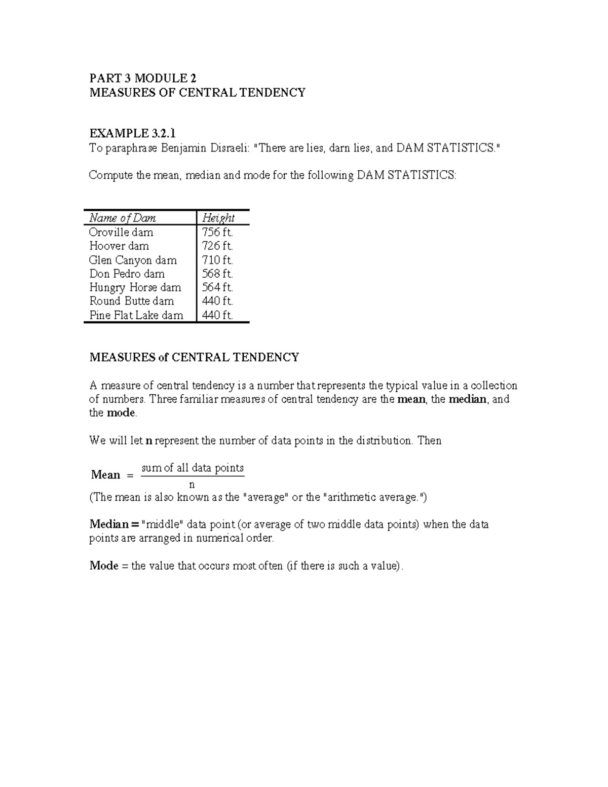 Measures of cental tendency - PART 3 MODULE 2 MEASURES OF CENTRAL ...