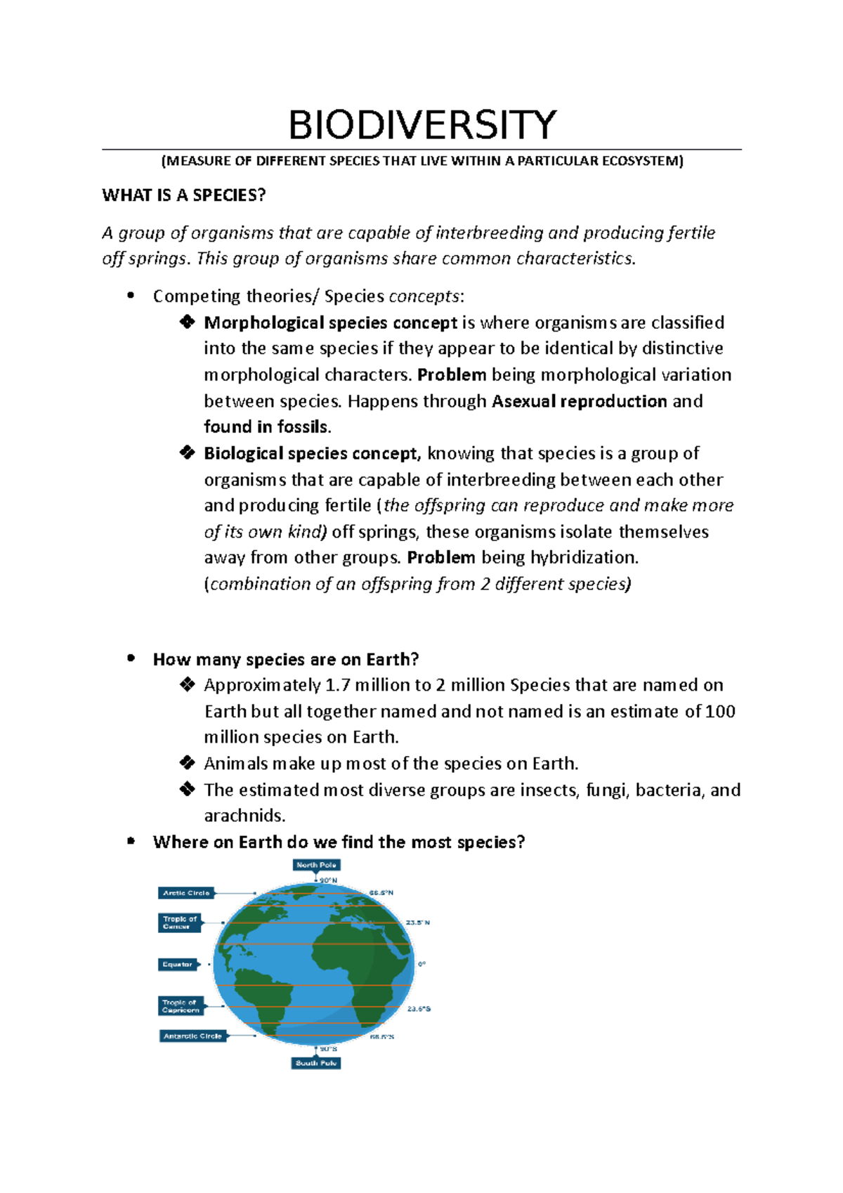 Biology 102: Life on Earth - Biodiversity & Classification Notes - Studocu