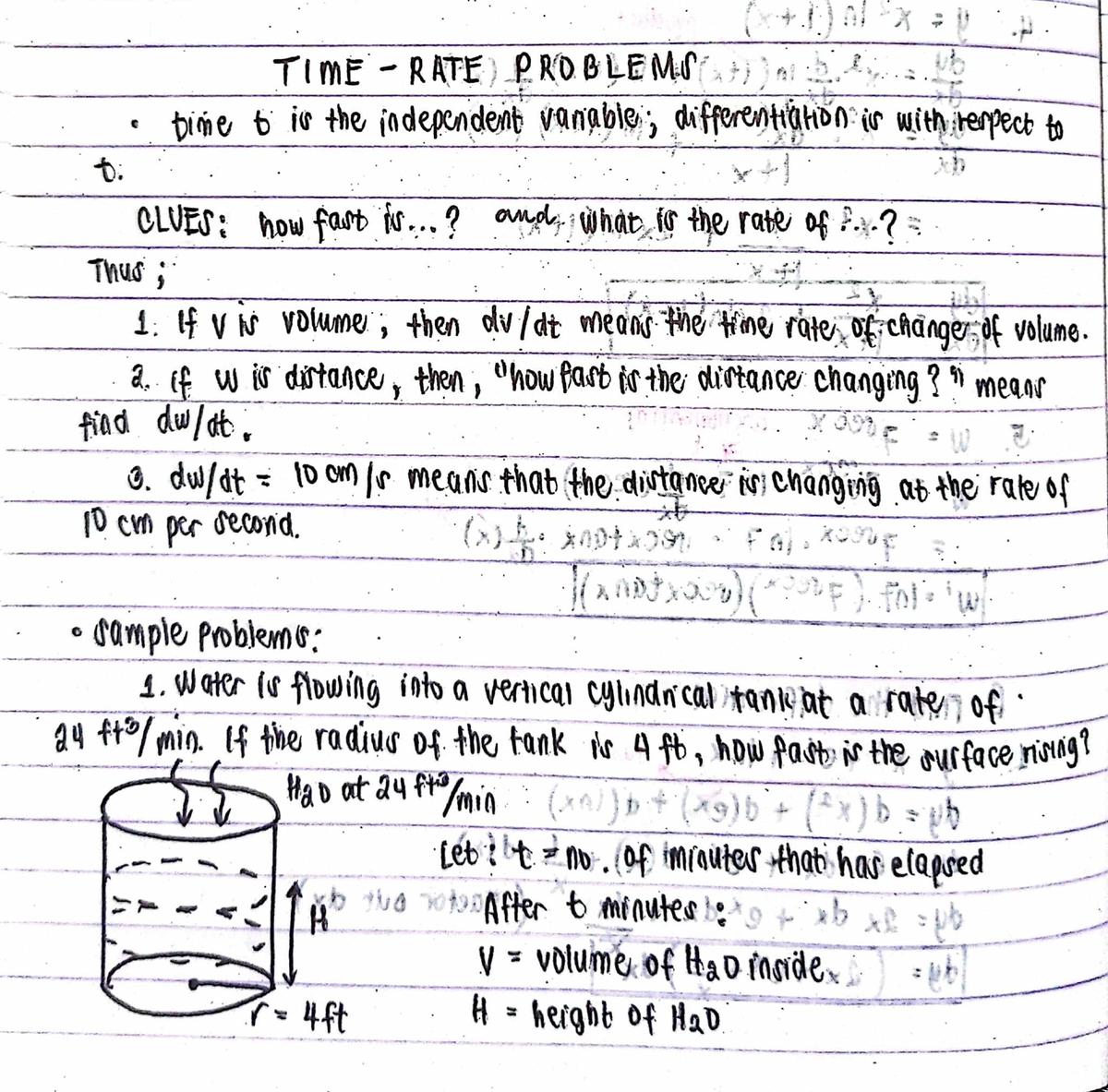 Calculus 1 (MATH 101) Time Rate Problems and Solutions - Studocu