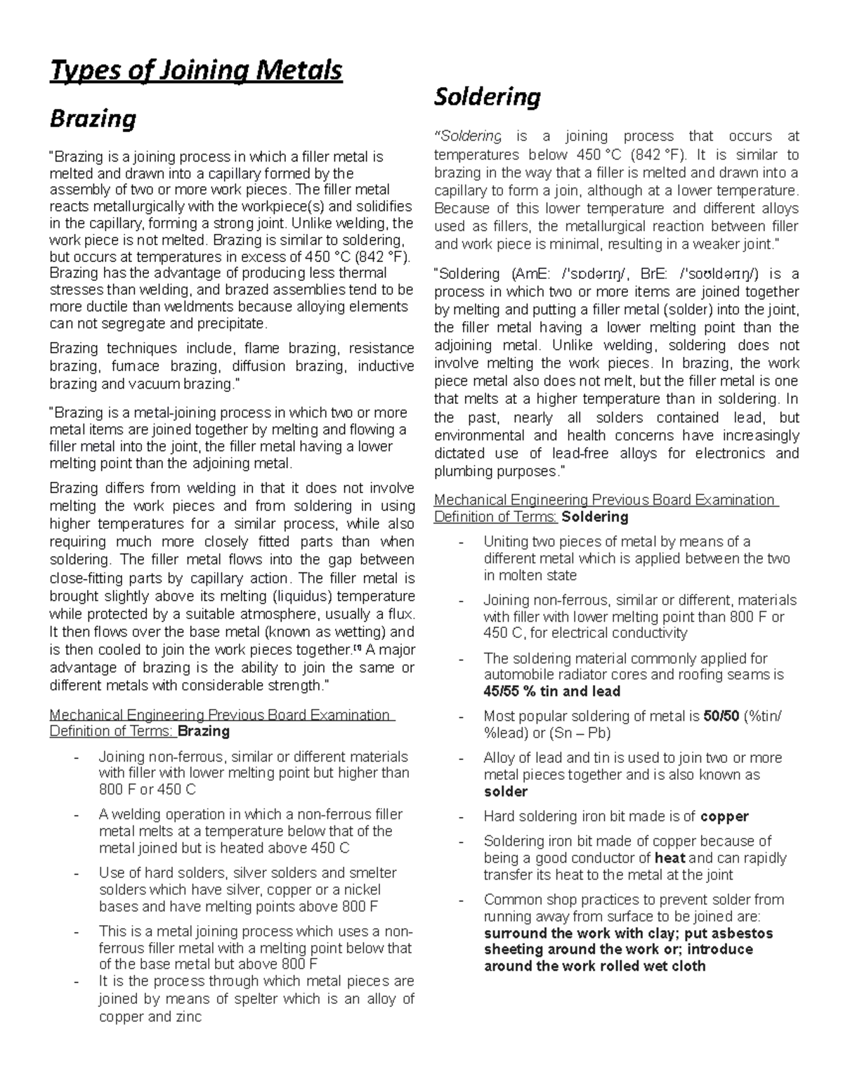 Mechanical Engineering Methods: Joining Metals - Welding, Brazing ...