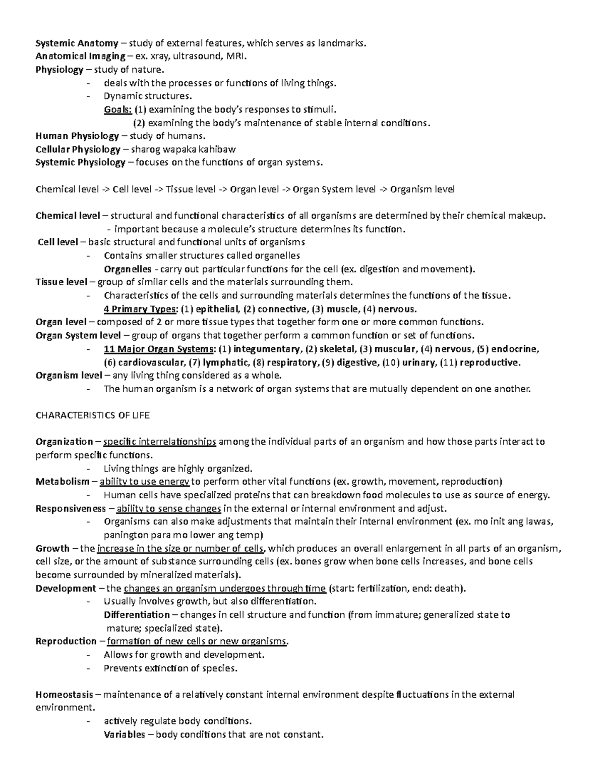 Anaphy-chap 1 BSN-1 - Systemic Anatomy – study of external features ...