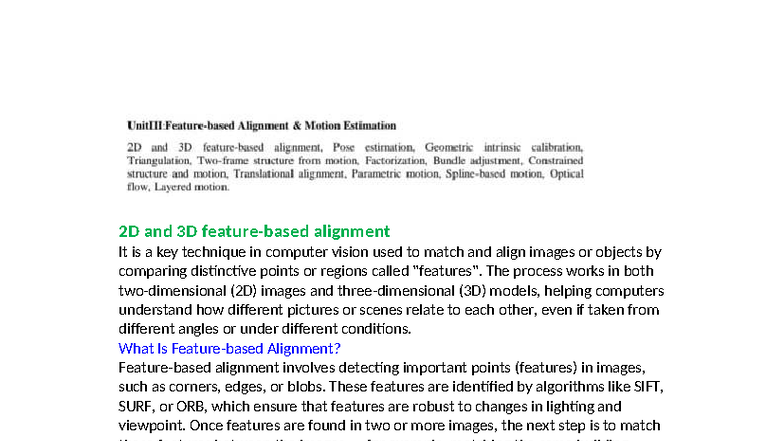 AICV 3,4,5: Techniques for 2D and 3D Image Alignment in Computer Vision ...