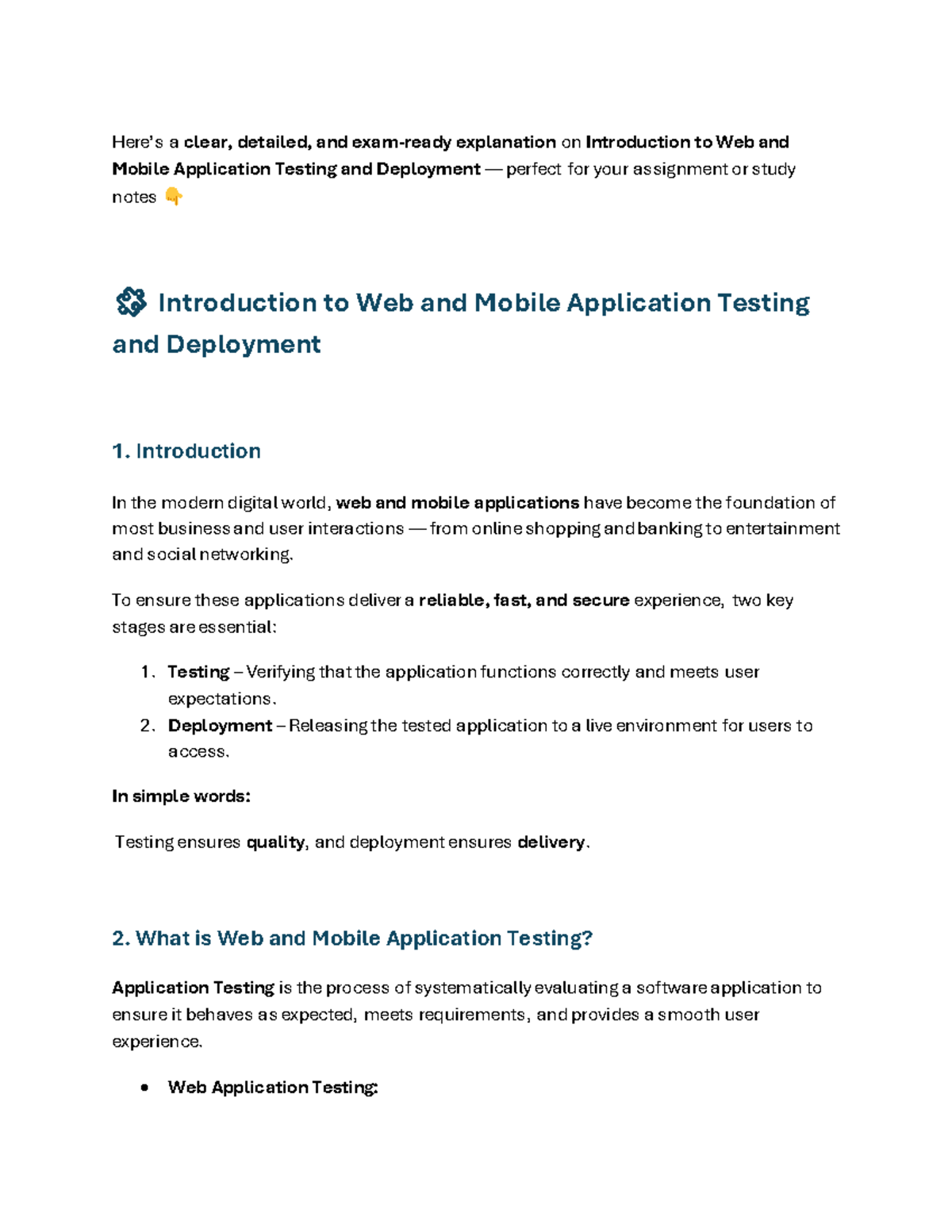 Introduction to Web & Mobile App Testing & Deployment (Course Code ...