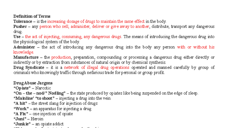 CDI7 Final Exam: Understanding Drug Terminology and Effects - Studocu