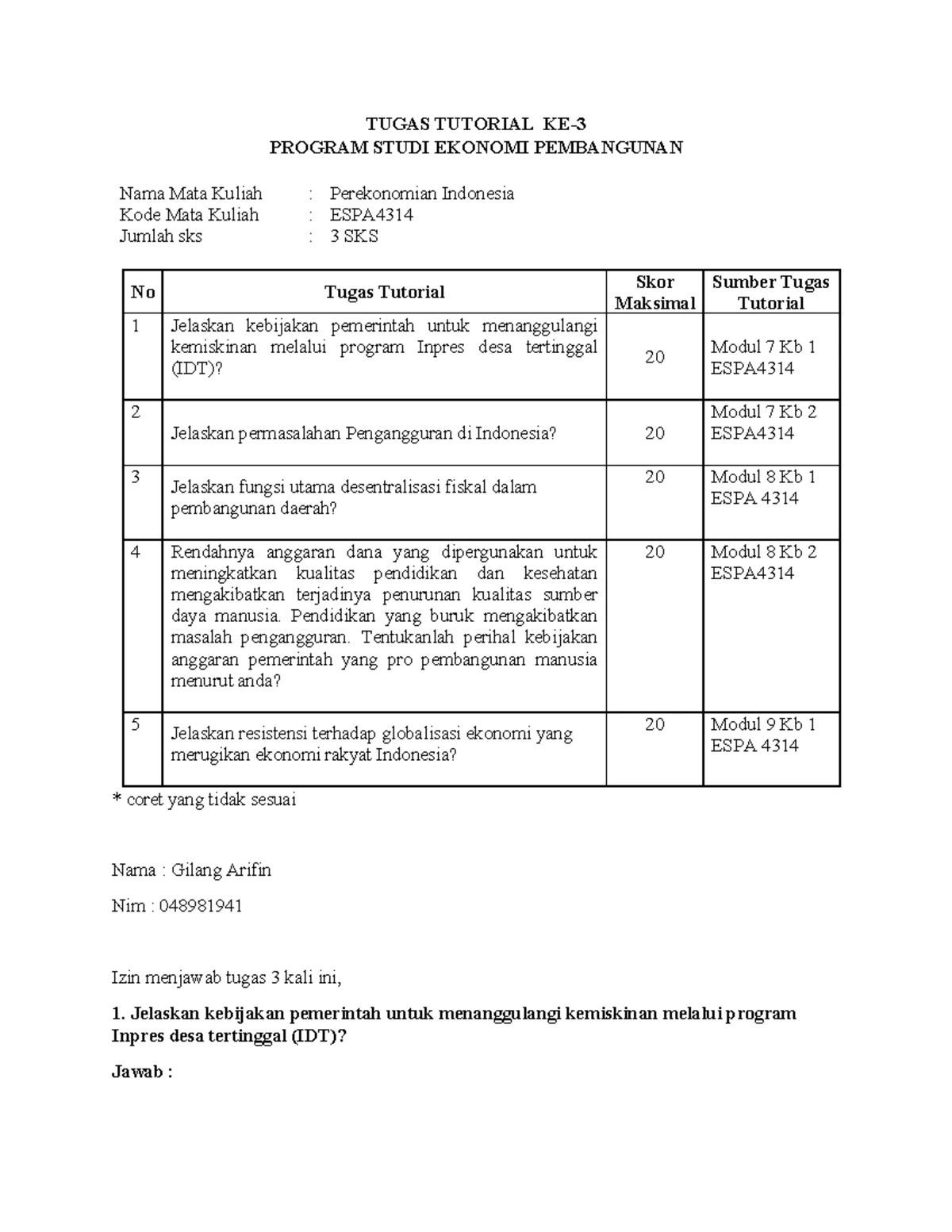 Tugas Tutorial Perekonomian Indonesia: Analisis Kemiskinan 2024 - Studocu