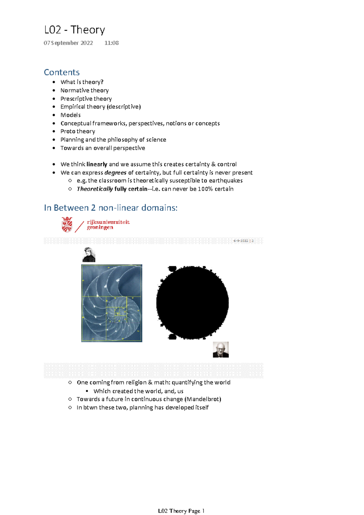 L02 - Planning Theory - Lecture 2: Understanding Theoretical Frameworks - Studeersnel