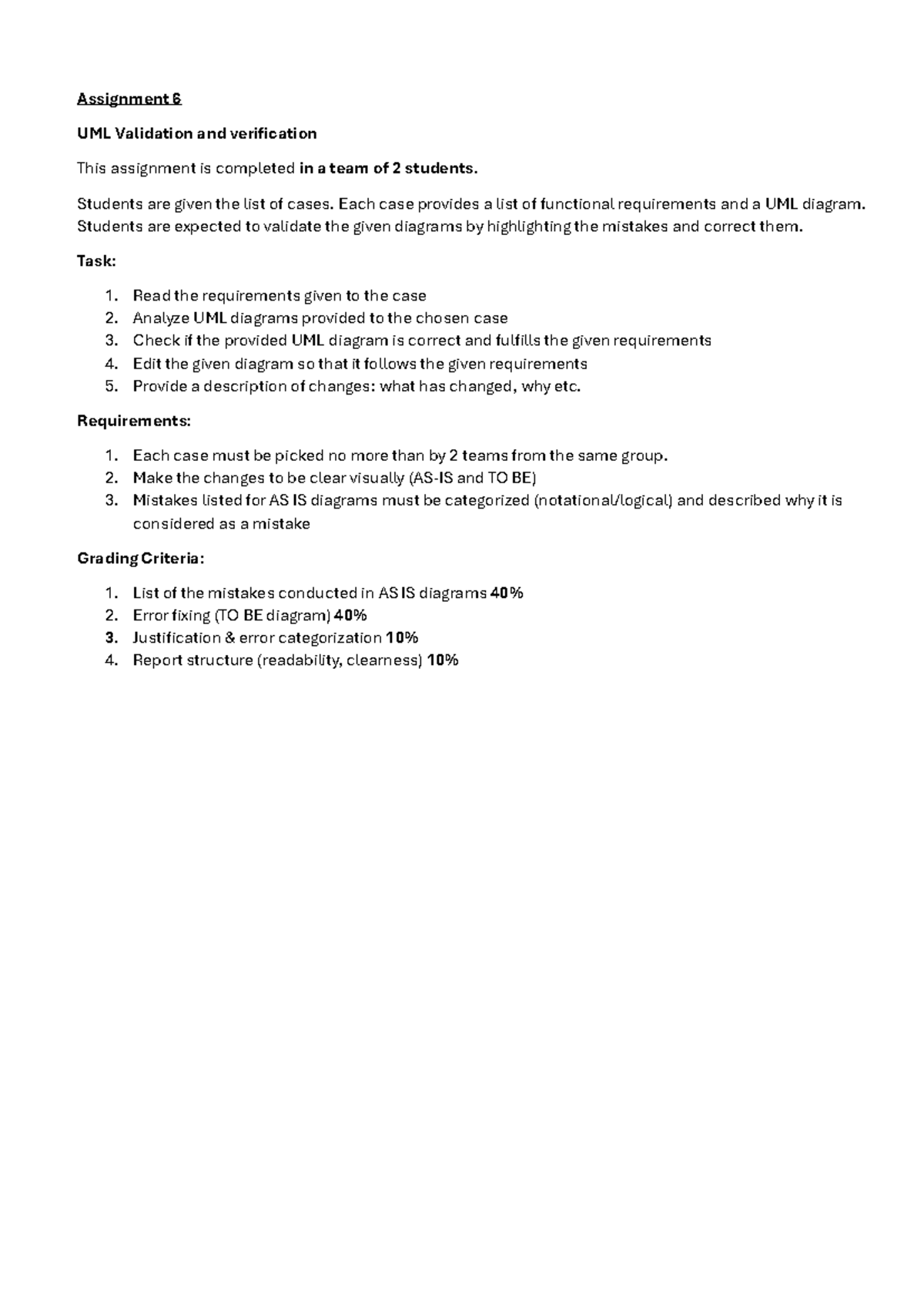 Assignment 6: UML Validation and Correction for Use Cases - Studocu