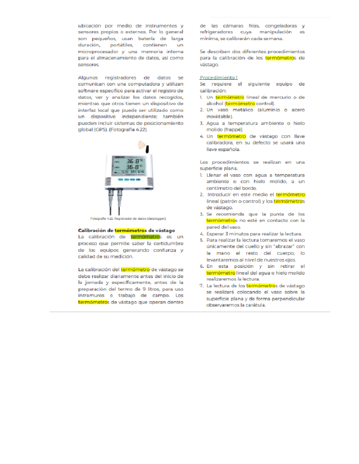 Calibración y Procedimientos de Termómetros de Vástago en Laboratorio ...