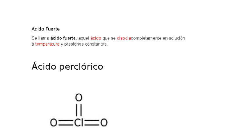 Ácidos Fuertes: Propiedades y Aplicaciones - Presentación - Studocu