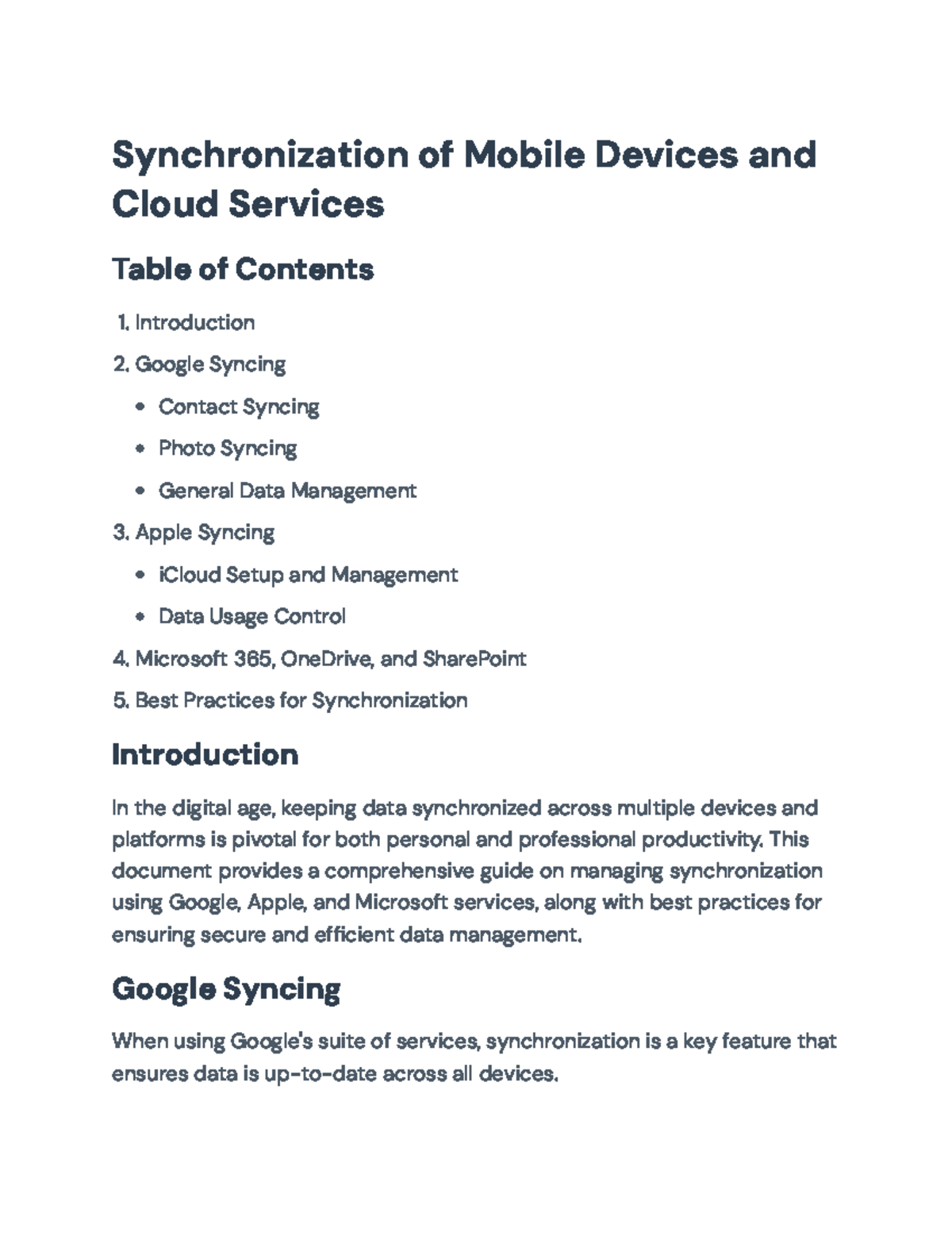 Synchronization of Mobile Devices and Cloud Services: Best Practices ...