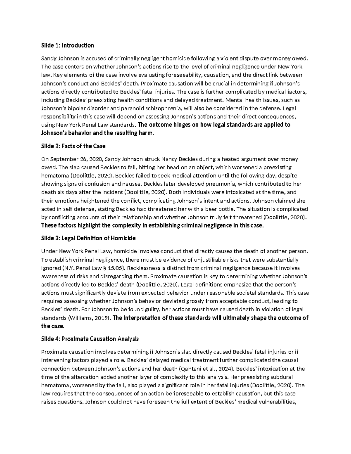 CRJ 403 - Criminal Negligence in Homicide: Case Study Analysis - Studocu