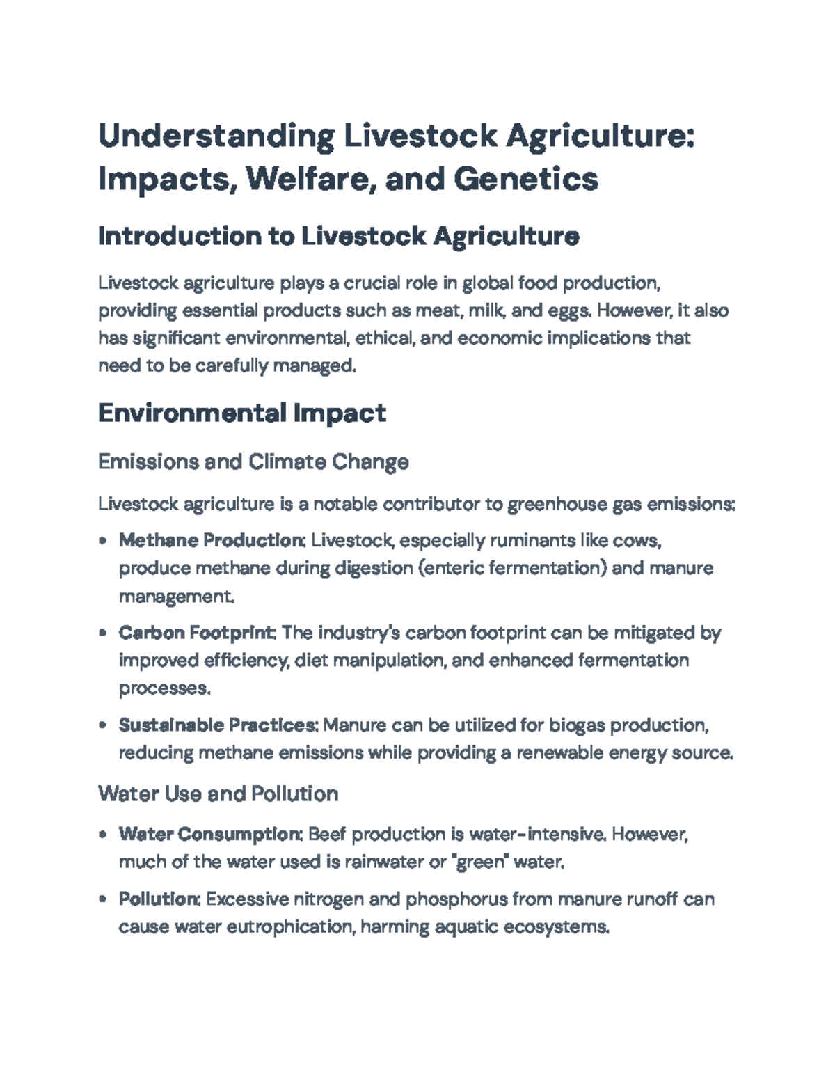 Understanding Livestock Agriculture: Impacts, Welfare, and Genetics ...