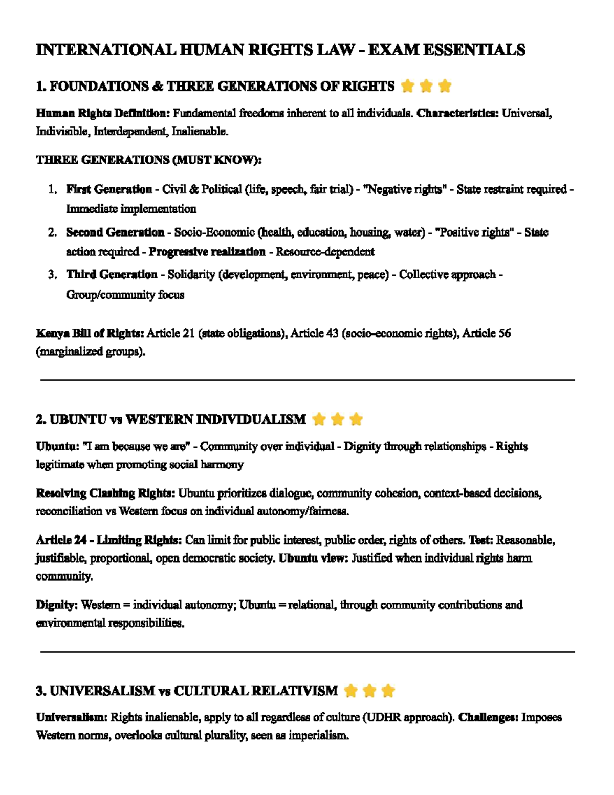 IHRL 1: Key Concepts & Case Law in International Human Rights Law - Studocu