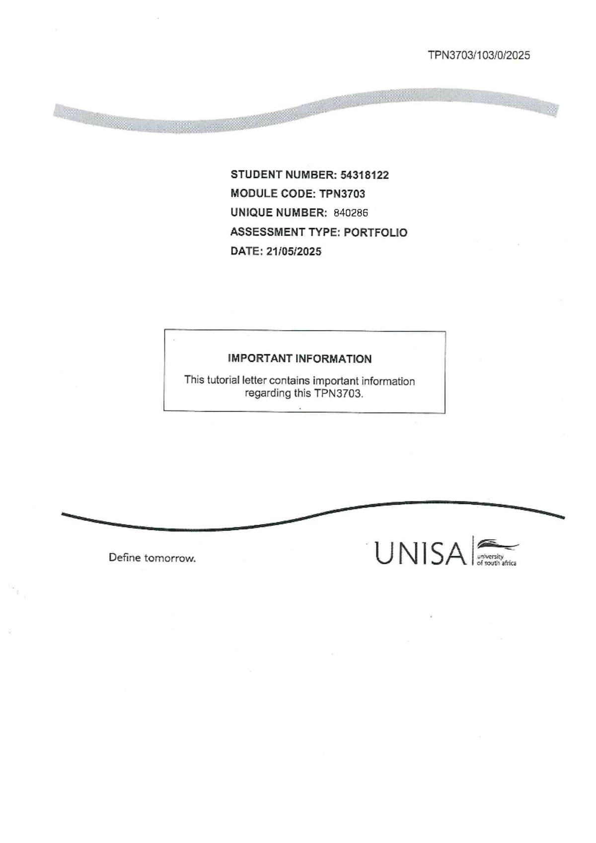 TPN3703 Teaching Practice Portfolio: Important Guidelines and ...