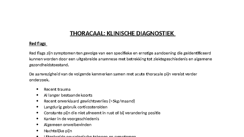 THORACAAL: KLINISCHE DIAGNOSTIEK EN BEHANDELING VAN THORACALE PIJN ...
