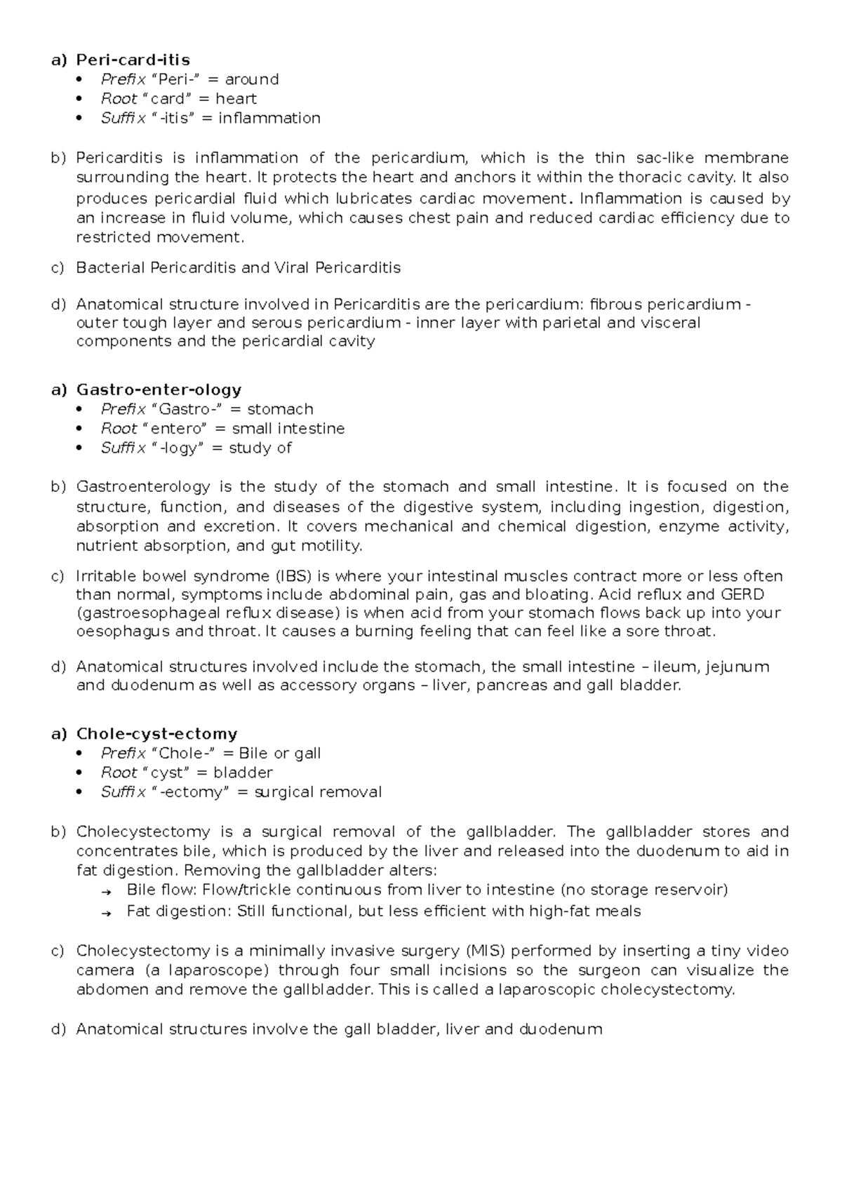 Physio Terminology: Prefixes, Roots, and Suffixes Explained - Studocu