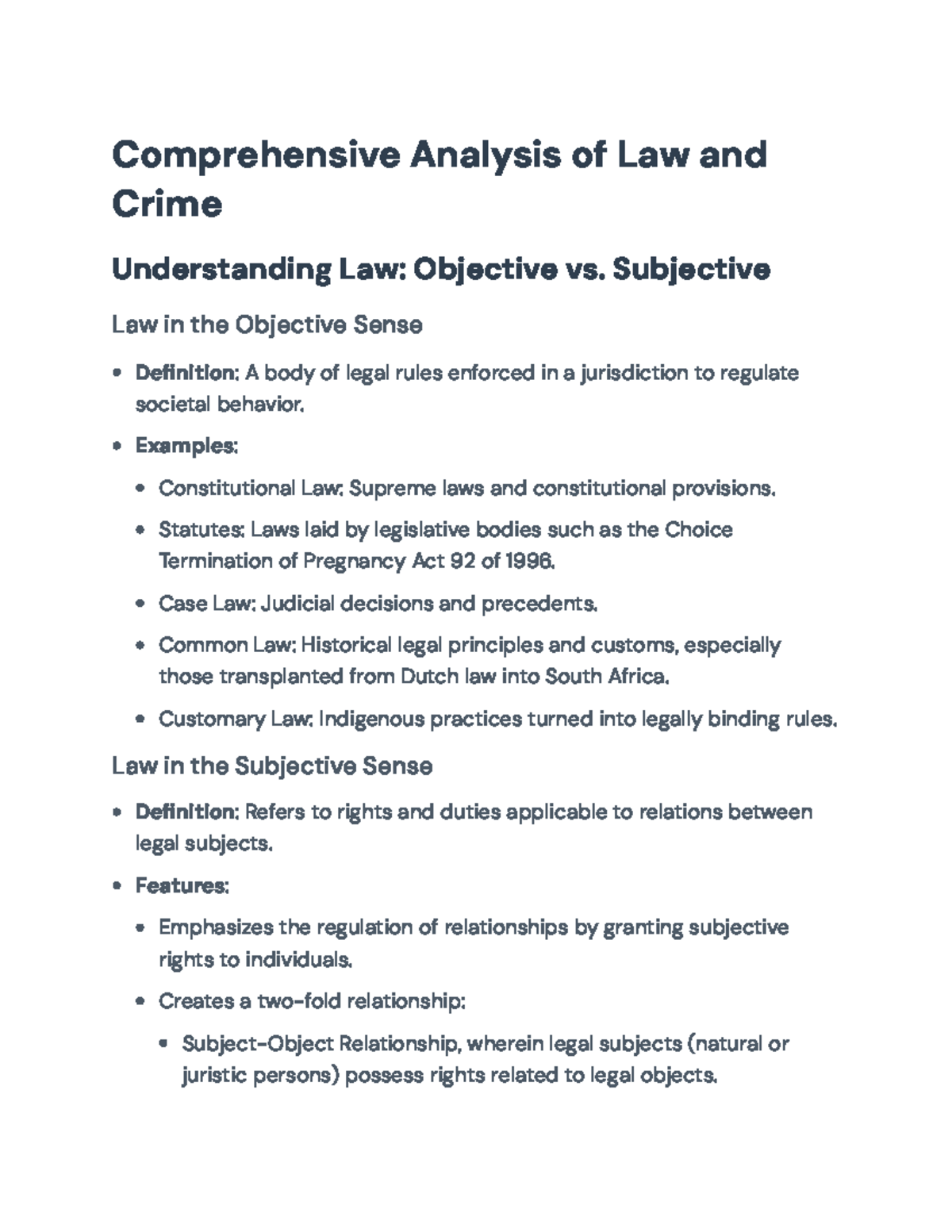 Understanding Legal Systems and Crime: Objective vs. Subjective Law ...