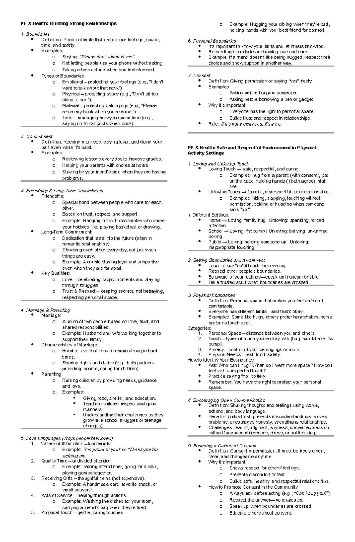 PE & Health: Understanding Boundaries and Relationships - Studocu
