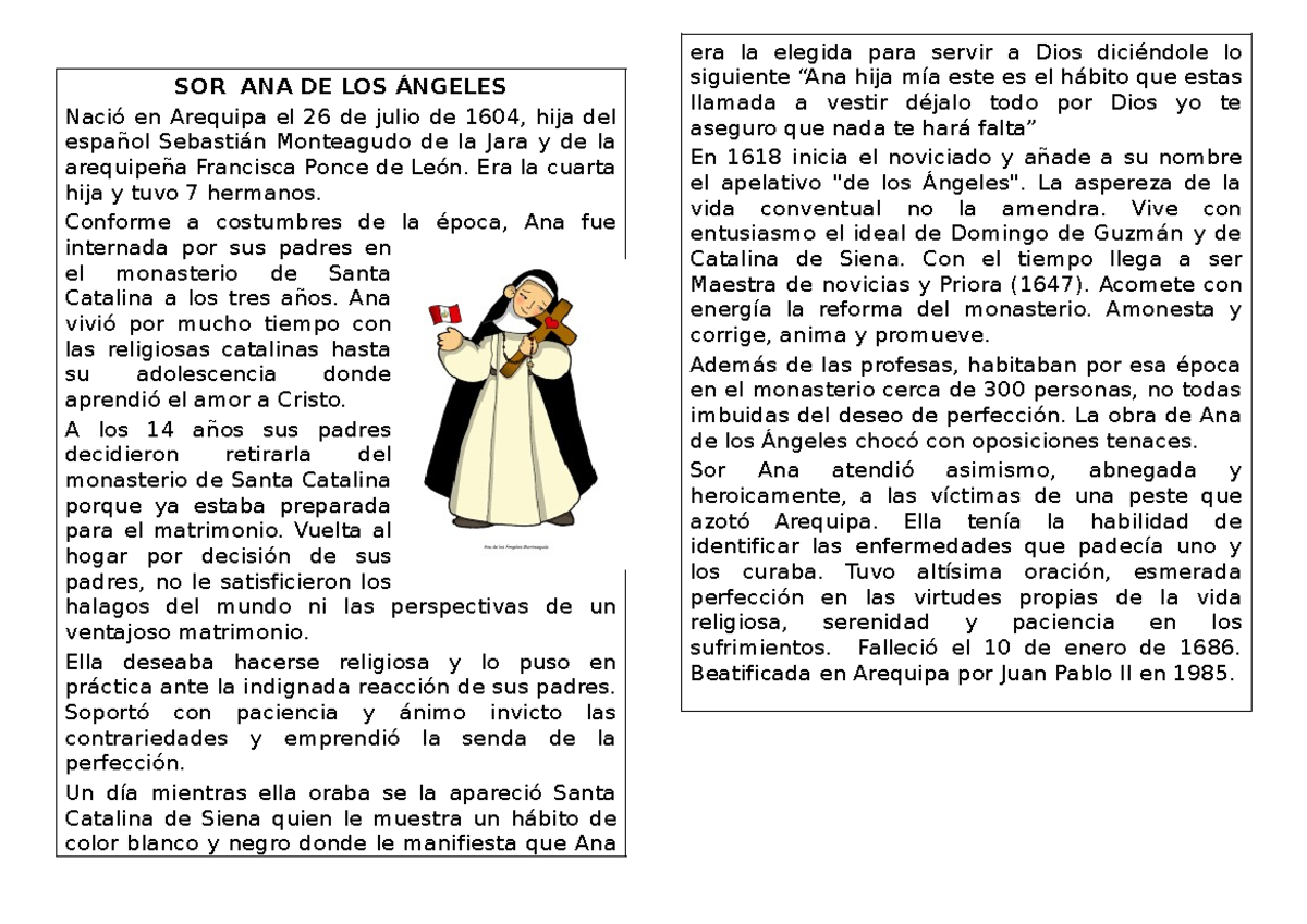 Vida y legado de Sor Ana de los Ángeles (1604-1686) - Studocu