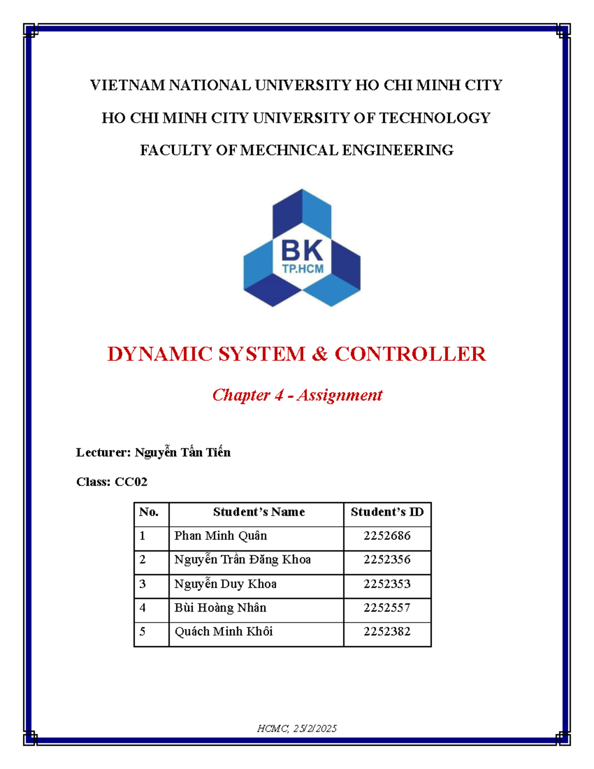 Dynamic System Controller CC02 - Chapter 4 Assignment Notes - Studocu
