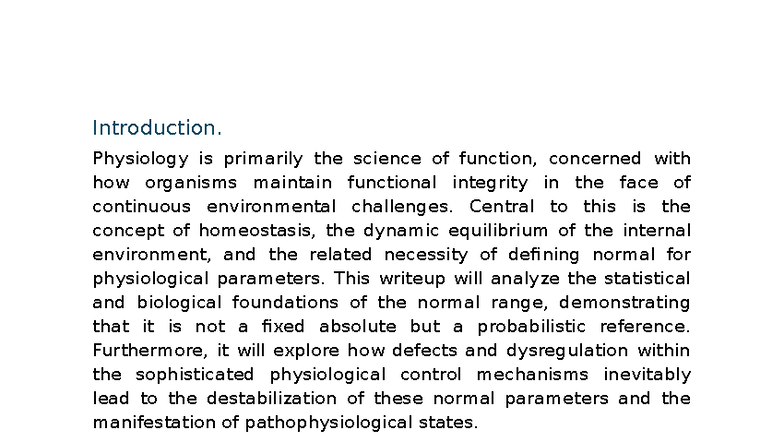 The Concept of 'Normal' in Physiology: Control Mechanisms ...