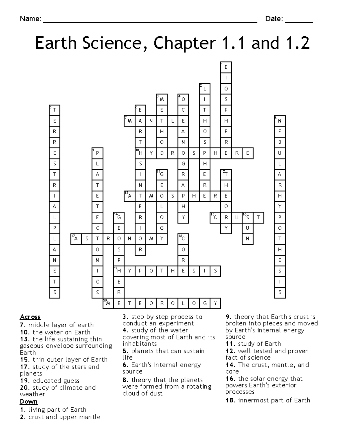 Earth Science Chapter 11 and 12 answer key - Name: - Studocu