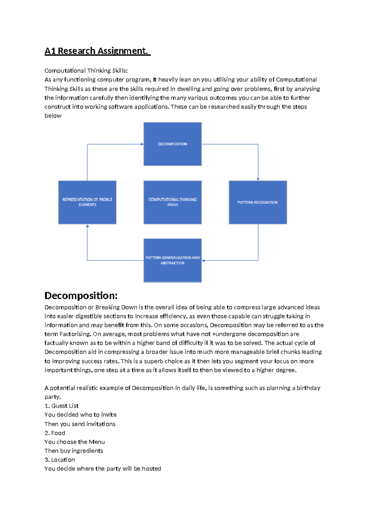 A1 Research Assignment: Mastering Computational Thinking Skills - Studocu