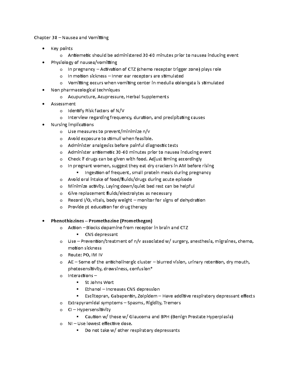 Chapter 38 Study Guide: Nausea and Vomiting in NRS115 - Studocu