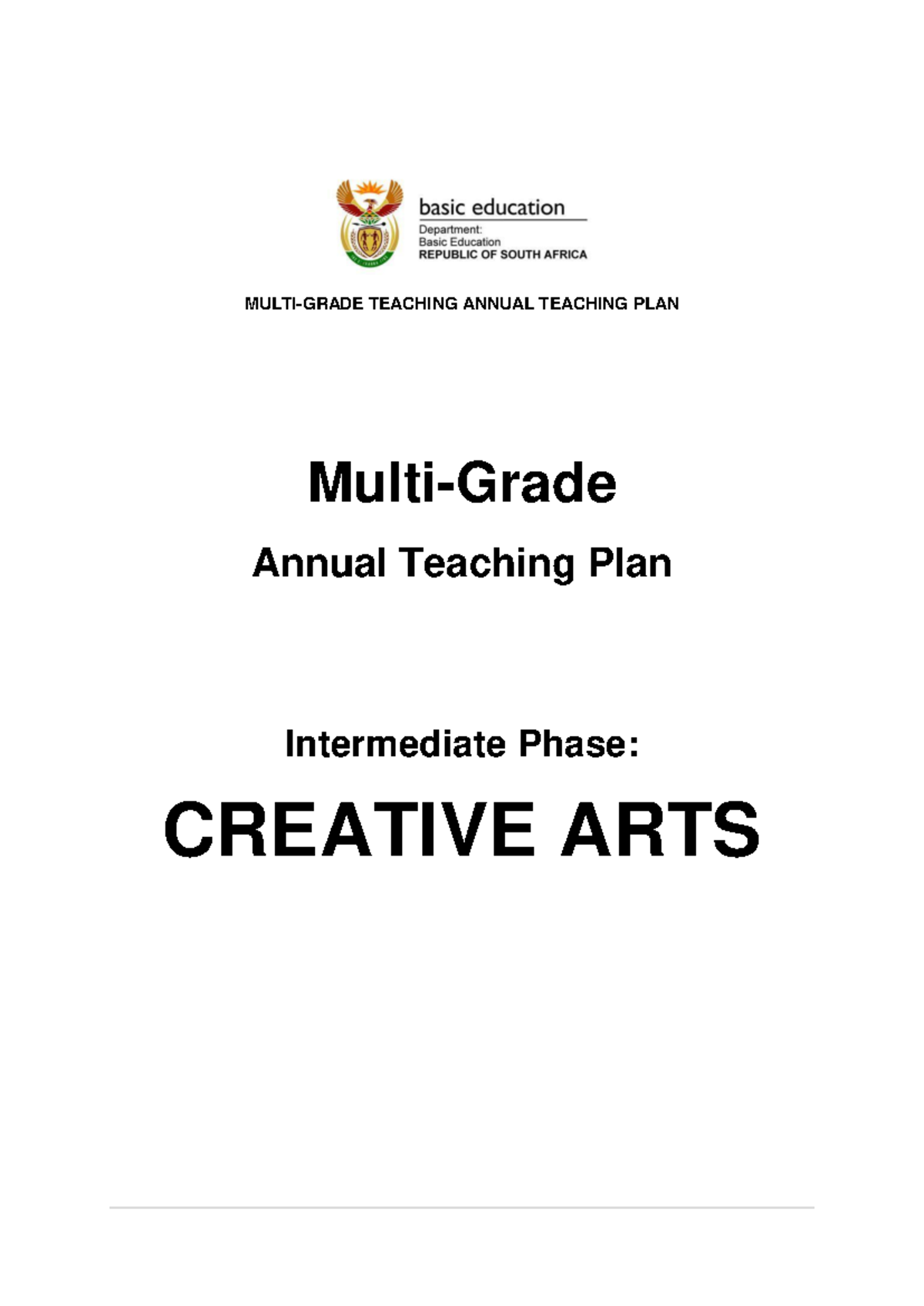 Annual Teaching Plan for Creative Arts: Multi-Grade Gr 4-6 2023-2024 ...