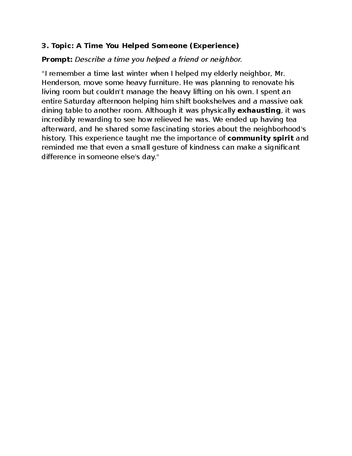 3. Practical Experience: Helping a Neighbor in Need - Studocu