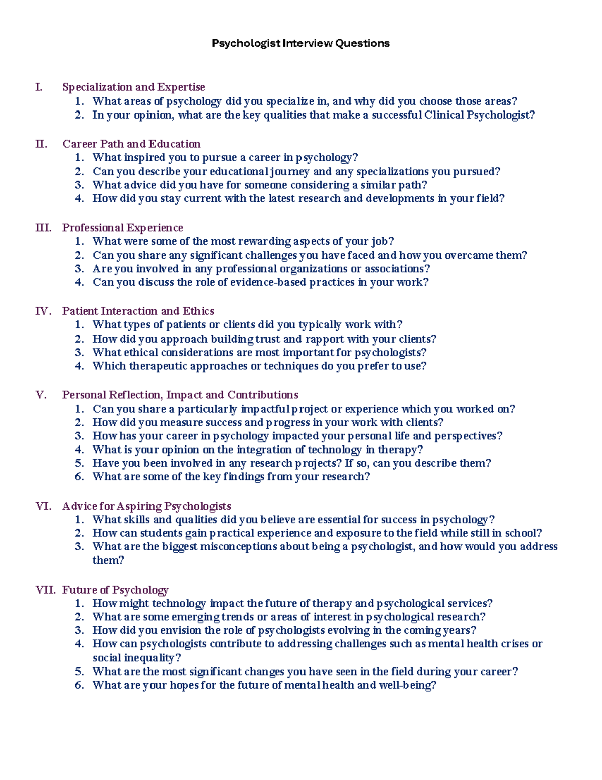 Psychology Career Development Interview Questions: Insights & Expertise ...