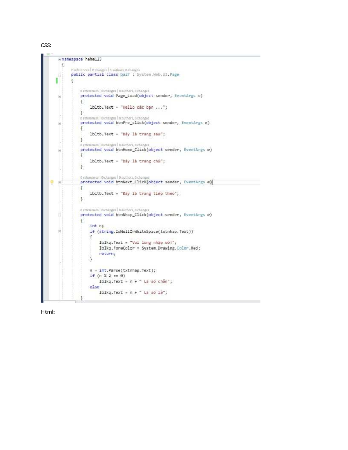 CSS and C# Code Implementation for bai7.aspx - Baitaptmdt - Studocu